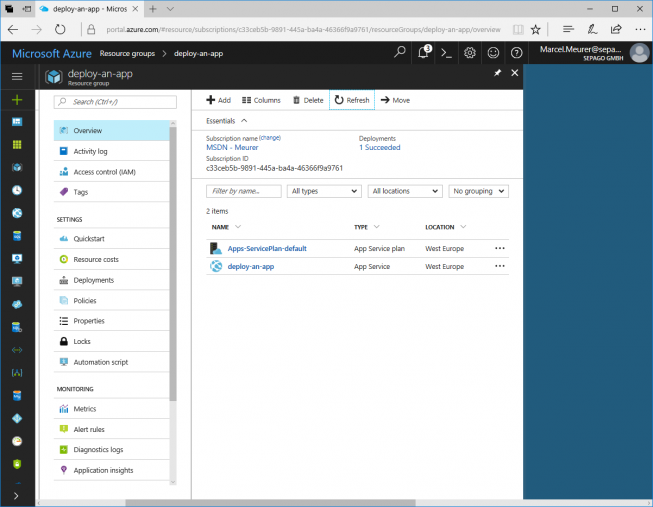 Deploy A Nodejs Script In Seconds To An Azure Web App With Git And Run It Server Less Sepago